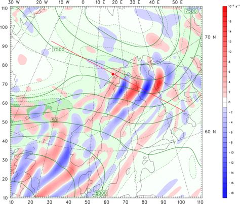 Horizontal Map With Wind Speed Dotted Green And Geopotential Height Download Scientific