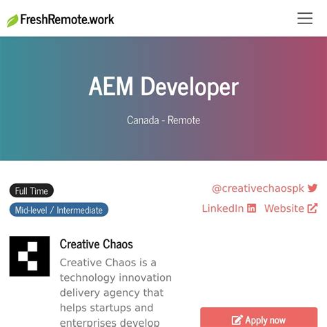 📢 creative chaos is hiring a aem developer r jobboardsearch