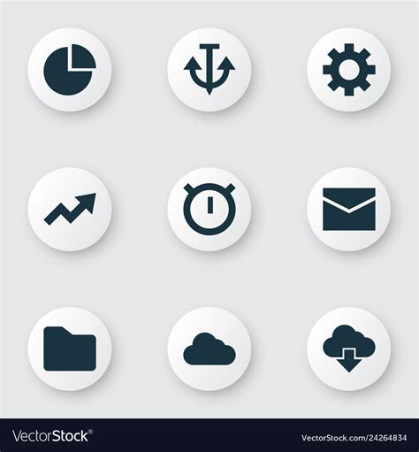 Interface Icons Set With Anchor Folder Stopwatch Vector Image