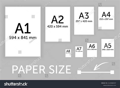 Vektor Stok Paper Sizes Vector A1 A2 A3 Tanpa Royalti 2120986547 Shutterstock