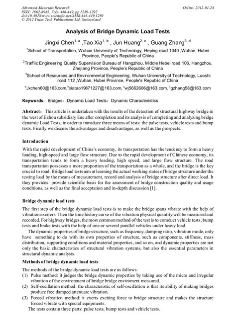 Analysis Of Bridge Dynamic Load Tests Scientificnet
