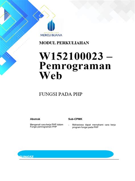Modul 13 Program Fungsi Pada Php Pdf Bisnis Komputer