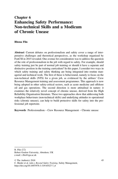 Pdf Enhancing Safety Performance Non Technical Skills And A Modicum