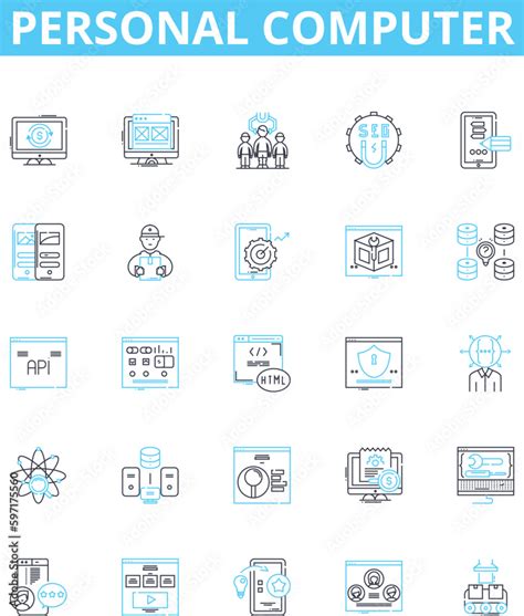 Personal Computer Vector Line Icons Set Pc Computer Desktop Laptop