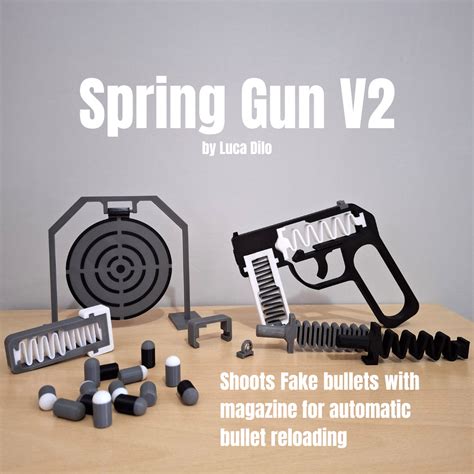 Spring Gun V2 Shoots Fake Bullets With Magazine By Next3d Download