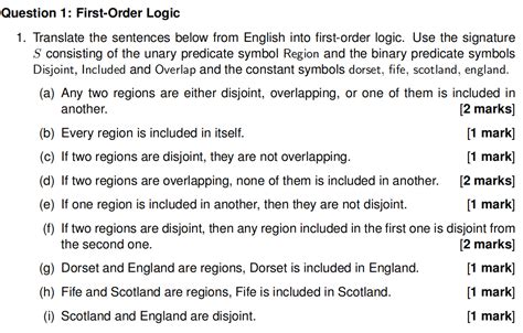 Solved Question 1 First Order Logic 1 Translate The