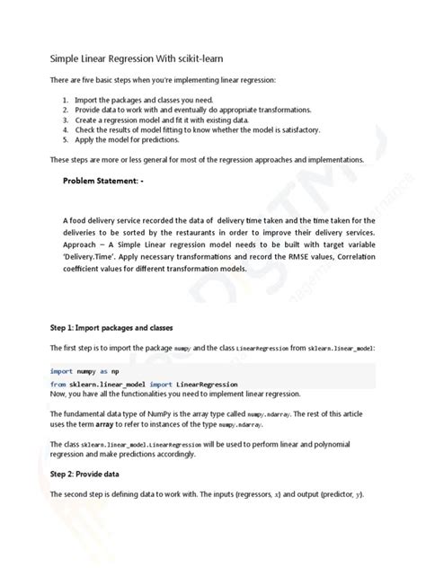 Simple Linear Regression Assign2 Pdf Linear Regression Ordinary Least Squares