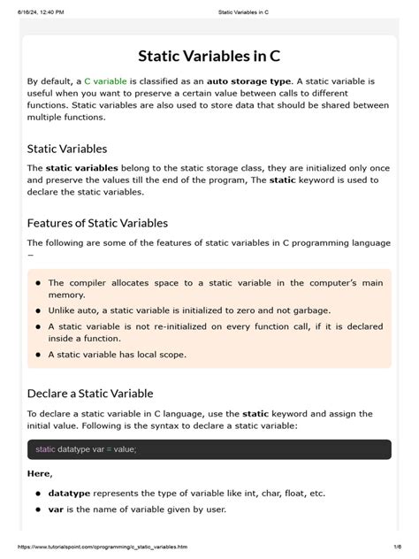 Static Variables In C Pdf Variable Computer Science C
