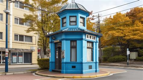 대만의 일본 빨간색과 파란색 복고풍 버스 정류장 Photo 아자부 경찰서 모리오카 마을 파출소 고화질 사진 사진 창문 배경 일러스트 및 사진 무료 다운로드 Pngtree