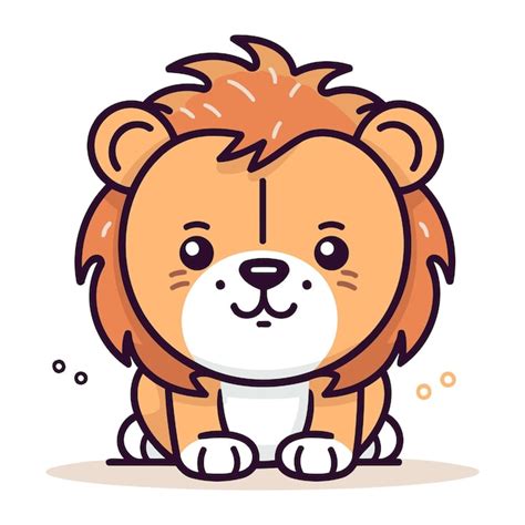 귀여운 사자 만화 캐릭터 귀여운 사자의 ⁇ 터 그림 프리미엄 벡터