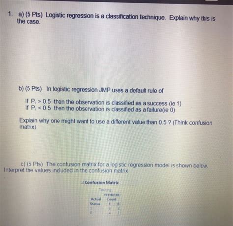solved 1 a 5 pts logistic regression is a classification