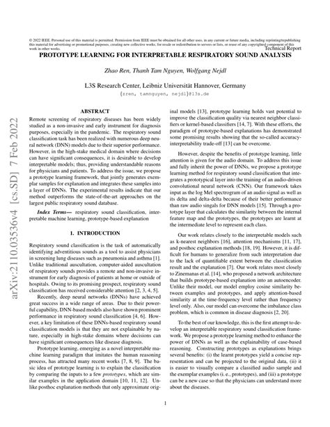 Pdf Prototype Learning For Interpretable Respiratory Sound Analysis
