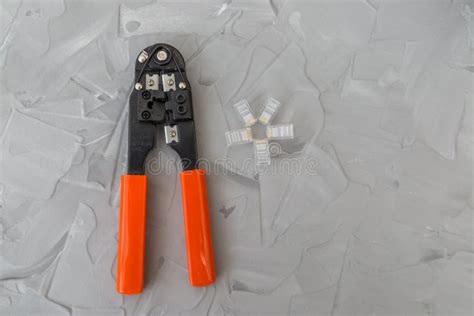 Crimping RJ LAN Cable Stock Image Image Of Equipment