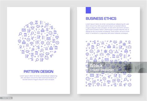 브로셔 연례 보고서 책 표지에 대한 비즈니스 윤리 아이콘 벡터 패턴 디자인 세트 코드에 대한 스톡 벡터 아트 및 기타 이미지 코드 사회 문제 도덕성 Istock