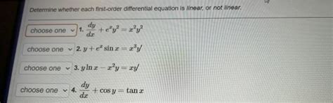[solved] Determine Whether Each First Order Differential E