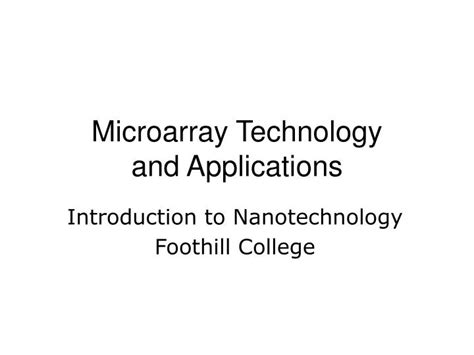 PPT Microarray Technology And Applications PowerPoint Presentation Free Download ID 1199492