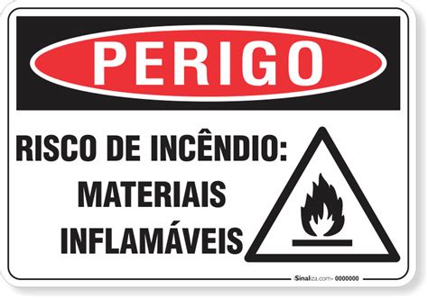 Placa Perigo Risco De IncÊndio Materiais InflamÁveis Loja De Sinalização