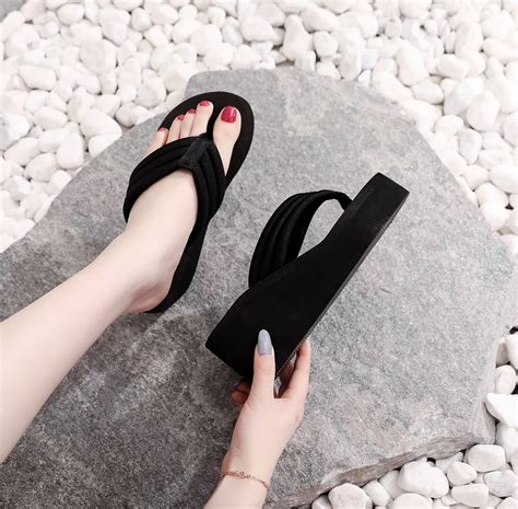 여성용 여름 보헤미안 클립 토 플립 플롭 미끄럼 방지 웨지 슬리퍼 비치 슈즈 패션 비치 샌들 여성 캐주얼 슬리퍼 Aliexpress