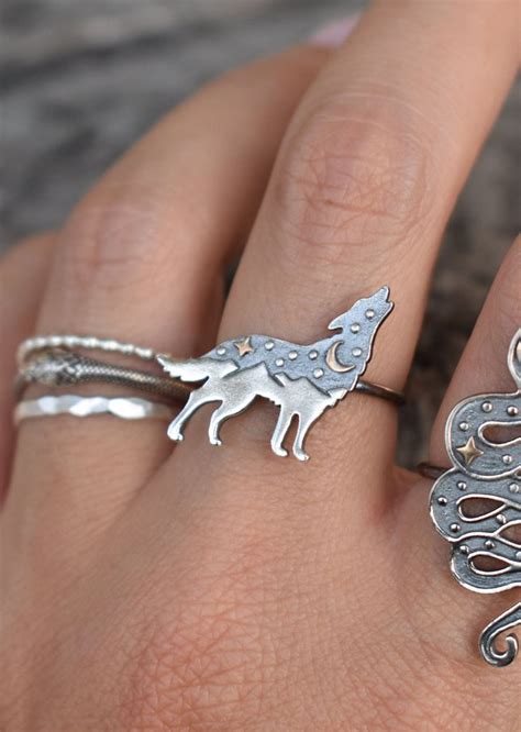 Wolf Ring Black Wolf Ring Wolf Jewelry Halloween Ring Wolf Medicin