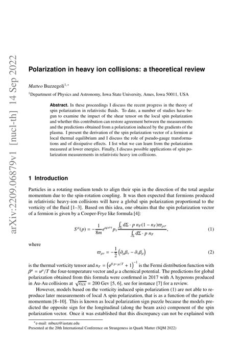Pdf Polarization In Heavy Ion Collisions A Theoretical Review