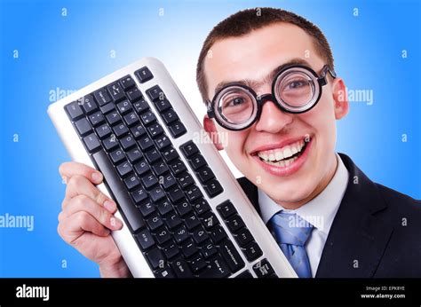 Computer Geek Nerd In Funny Concept Stock Photo Alamy