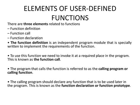 User Defined Function In C PPT User Defined Function In C PPT