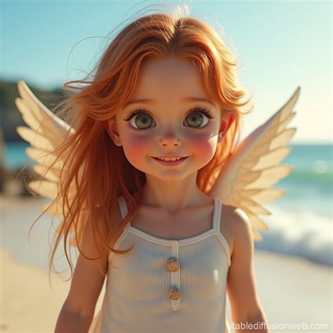 Angel Beautiful On Beach Stable Diffusion Online