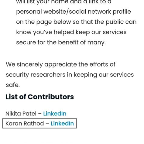 Karan Rathod On Linkedin Bugbounty Halloffame Security Cybersecurity Ethicalhacking