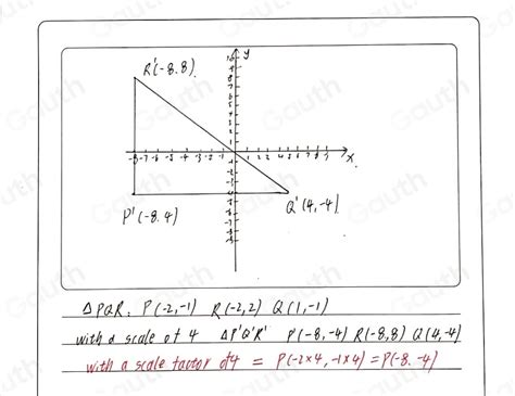 solved graph the image of pqr after a dilation with a scale factor of 4 centered at the origi