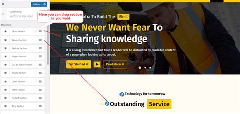 How Do I Manage Section Reorder On Frontpage Help Nayra Themes