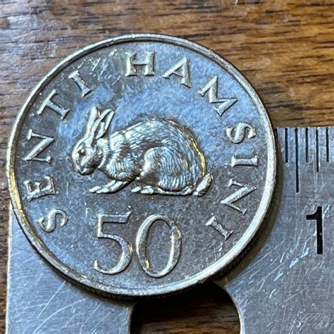 Bunyoro Rabbit And President Mwinyi Tanzania 50 Senti Authentic Coin Cha