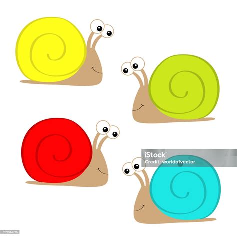 달팽이 아이콘 세트입니다 화려한 쉘 하우스입니다 귀여운 만화 가와이 재미 캐릭터입니다 곤충 격리 큰 눈 웃는 얼굴 플랫 디자인 베이비 클립 아트 흰색 배경입니다 개체 그룹에