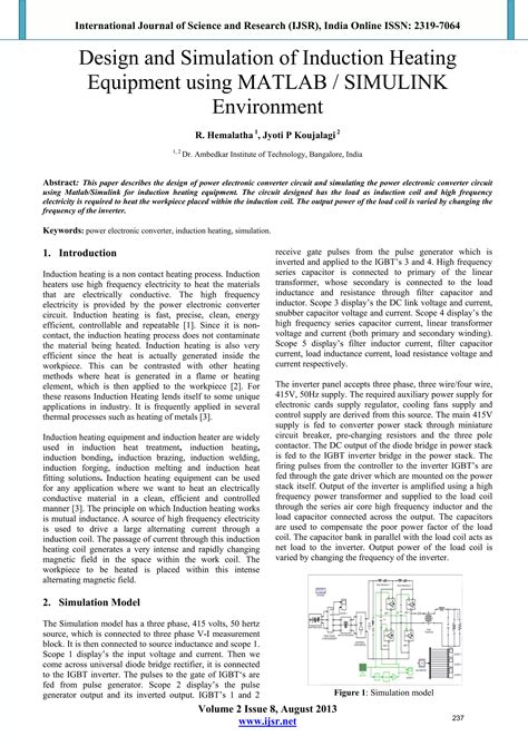 Design And Simulation Of Induction Heating Equipment Using Matlab
