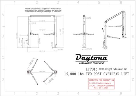 Daytona Ltpo15 15000lb 2 Post Overhead Lift Ltpo15