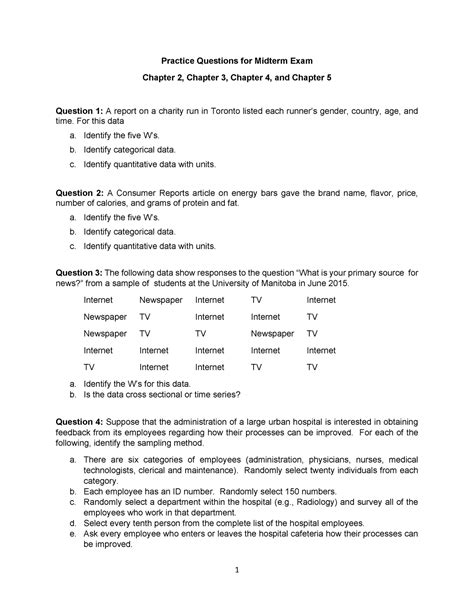 Practice Questions For Midterm Exam Practice Questions For Midterm Exam Chapter 2 Chapter 3