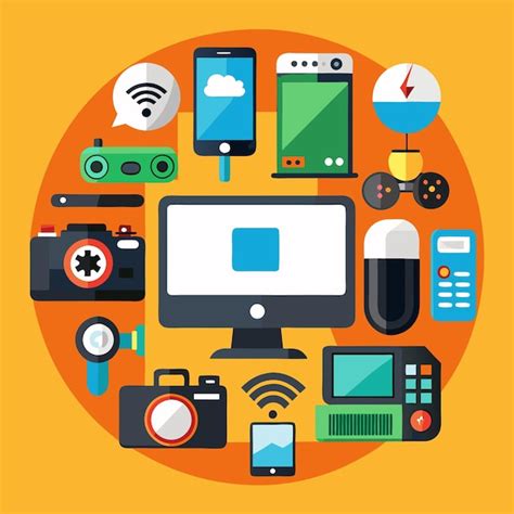 Flat Design Technology Icons Set Premium Ai Generated Vector