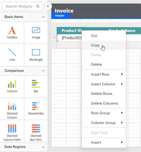 Context Menu SSRS Reporting Bold Reports