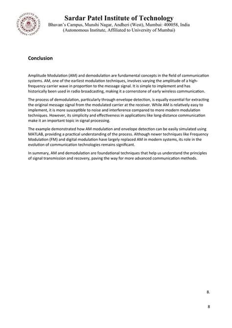 Am Modulation And Demodulation Using Matlabdocx