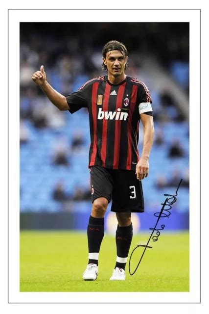 Paolo Maldini Ac Milano Autografo Firmato Stampa Foto Calcio Eur 4 25
