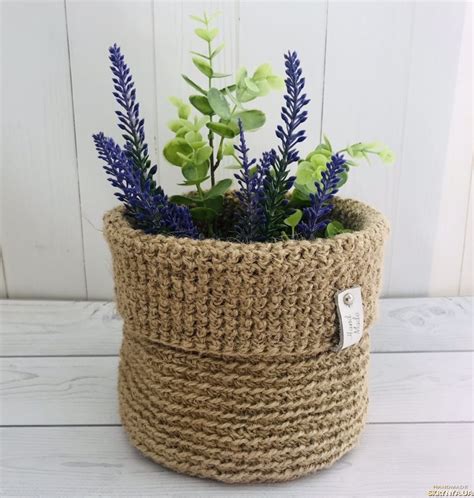 Купити Кошик кашпо из джута Skrynya Ua