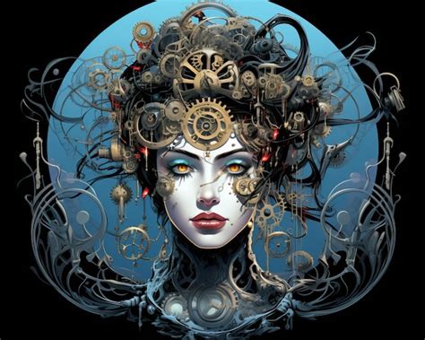 Premium Photo An Image Of A Woman With A Clockwork Head