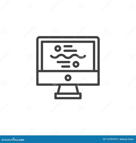 Computer Monitor With Analytics Outline Icon Stock Vector Illustration Of Editable Economic