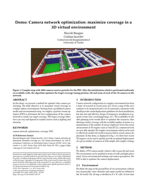 Camera Network Optimization Maximize Coverage In A 3d Virtual Environment Pdf Applied
