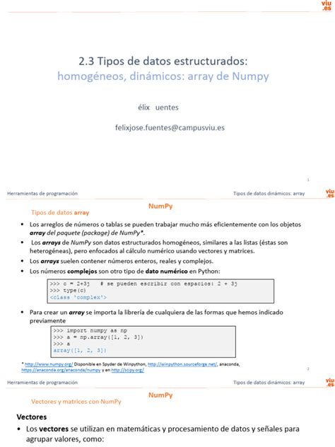 23 Datos Estructurados Dinámicos Mutables Arrays De Numpy Pdf