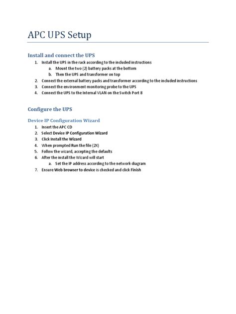 Apc Ups Setup Install And Connect The Ups Pdf Ip Address Booting