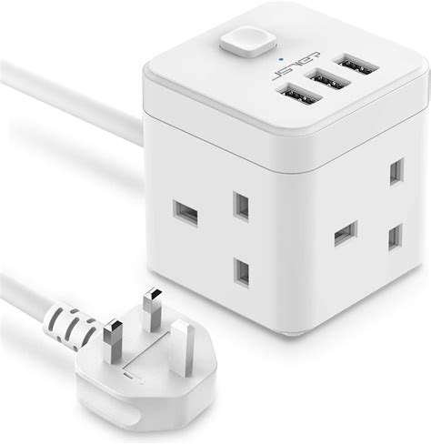 Jsver Cube Extension Lead With Way Power Strip And Usb Ports V A Extension Socket With