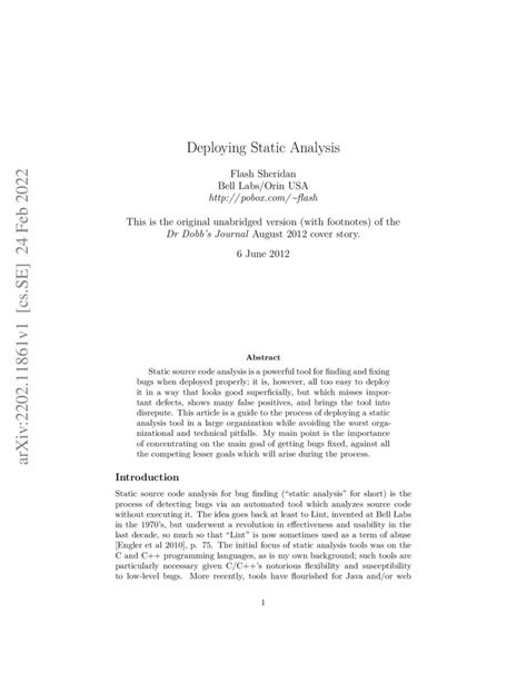 Deploying Static Analysis DeepAI