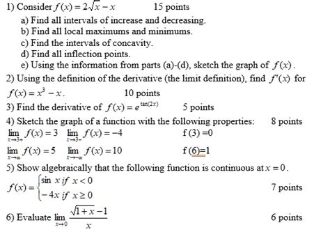 solved 1 consider f 2v1 x 15 points a find all intervals of increase and decreasing 6