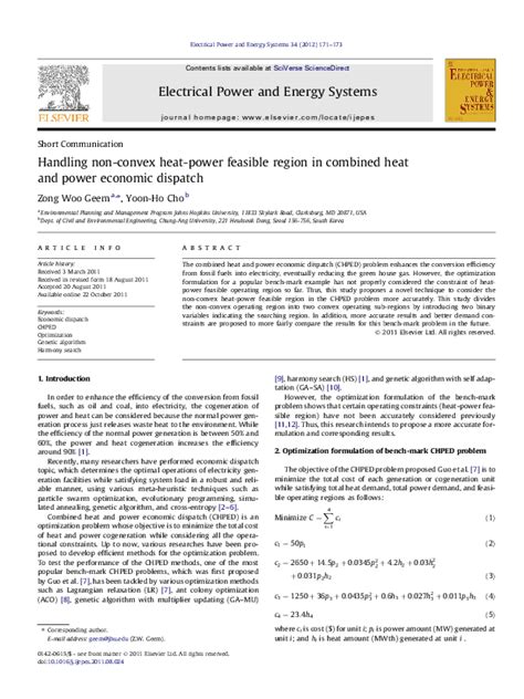 Pdf Handling Non Convex Heat Power Feasible Region In Combined Heat