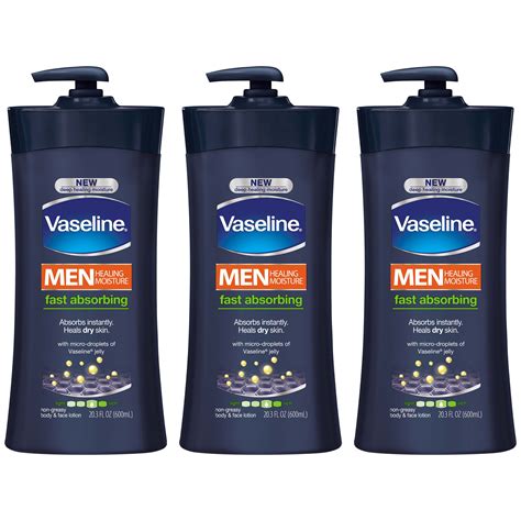 Vaseline Men Fast Absorbing Body Lotion 203 Oz 3 Count